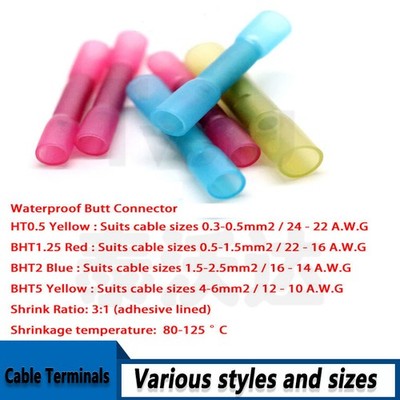 Waterproof Butt Connector Cable Terminals Heat Shrink Seamless Joiner 4 ...