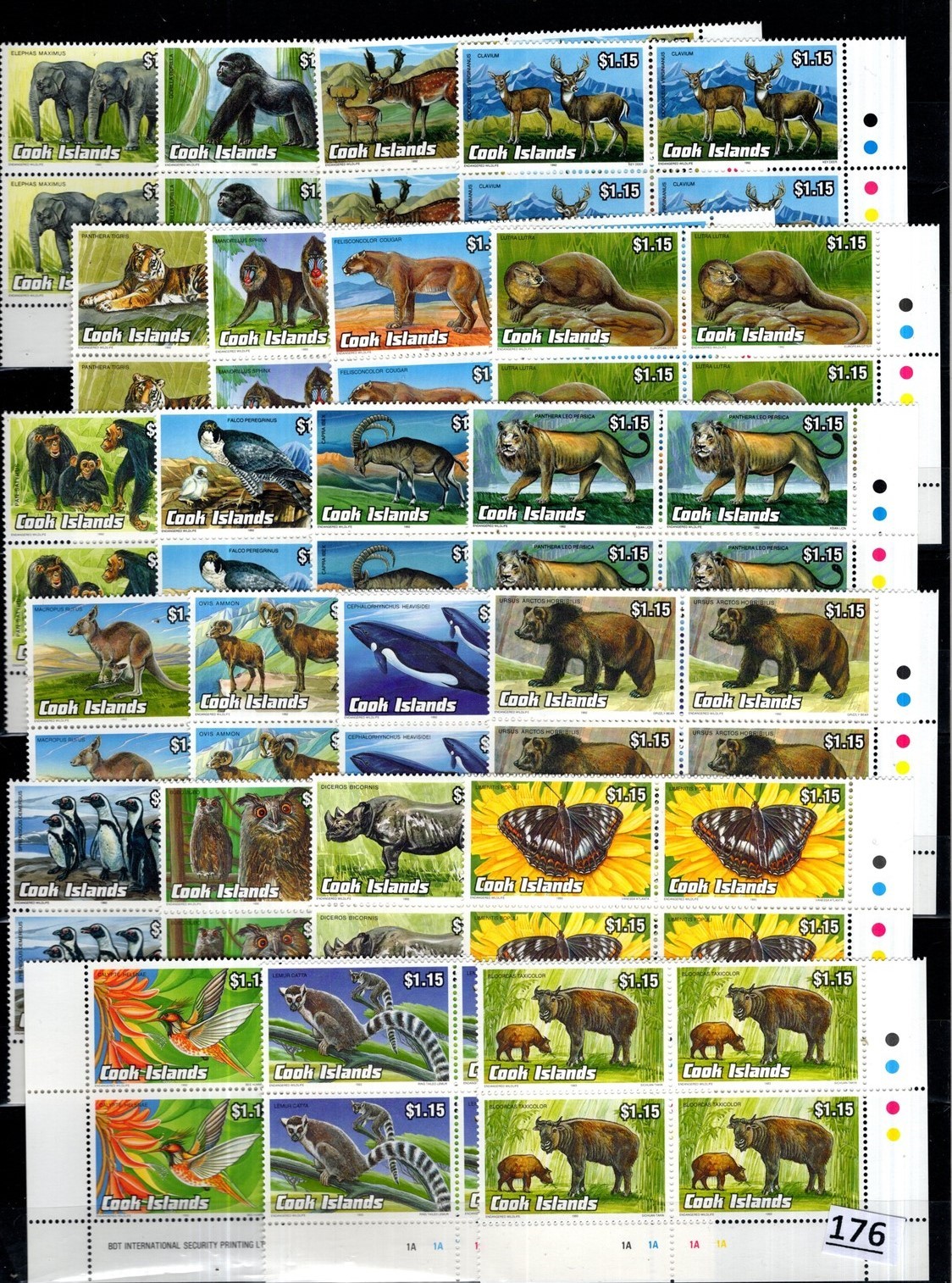OG 4X COOK ISLANDS - MNH - ANIMALS, BIRDS, BUTTERFLY, WHALE, ELEPHANT ...