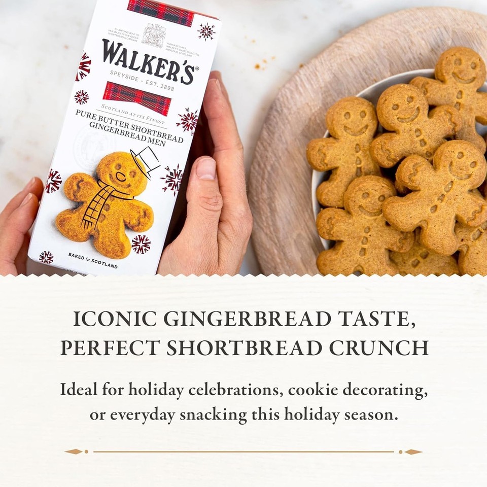 Walker’s Festive Shortbread Gingerbread Men - 4.4 oz Shortbread Cookie ...