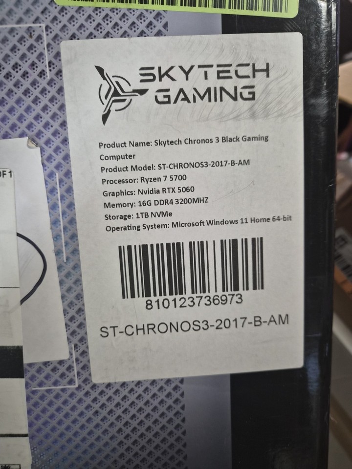 Skytech Chronos 3 Black Gaming Computer. Brand New. Check Pics For ...