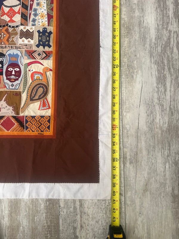 Signed African Applique Textile Narrative Story Folk Art Cloth Wall ...