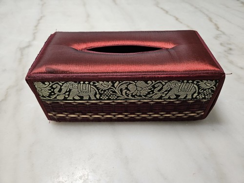 Woven Reed Tissue Box Cove Silk Trim Rectangle Shape, Red Color. | eBay
