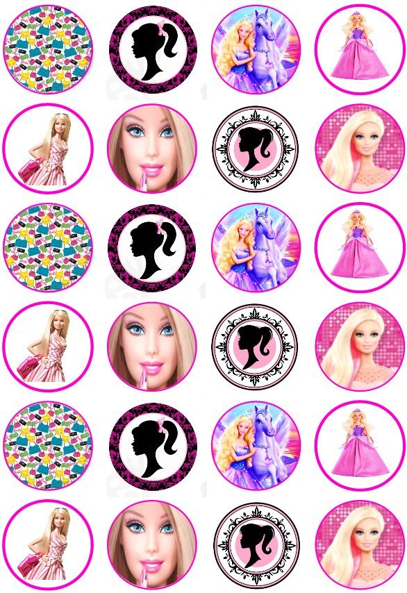 24 Barbie Pink Premium Cupcake Cake Toppers Edible Rice Wafer Paper ...