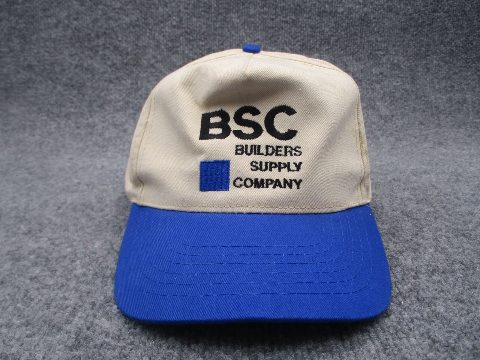 Vintage Builders Supply Co Hat Cap Beige Blue Snap Back Mens Adjustable ...
