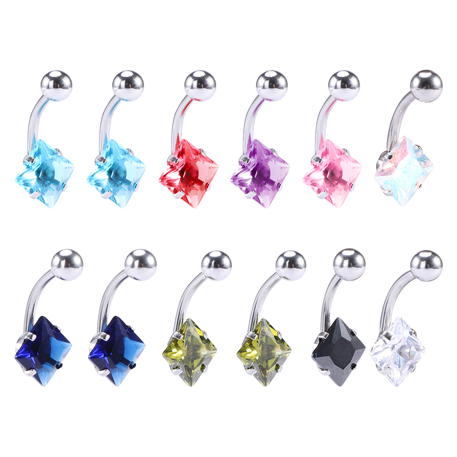 Stainless Steel Belly Button Ring Vacation Piercing With Zircon Durable ...