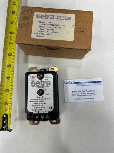 NEW SETRA Model 264 Pressure Transmitter +/- .1" WC 24VDC 4-20mA ...