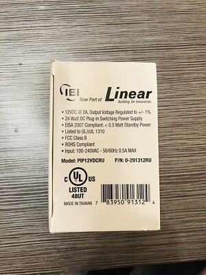 Linear IEI PIP12VDCRU Plug-in 12 VDC Power Supply LED Protection ...