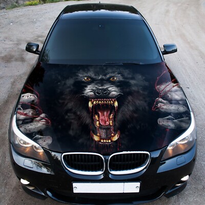Blood Angry Wolf Car Hood Wrap Decal Vinyl Sticker Full Color Graphic ...