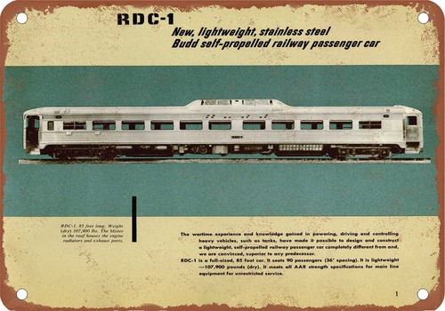 METAL SIGN - 1949 Budd RDC-1 Rail Deisel Cars - Vintage Rusty Look | eBay