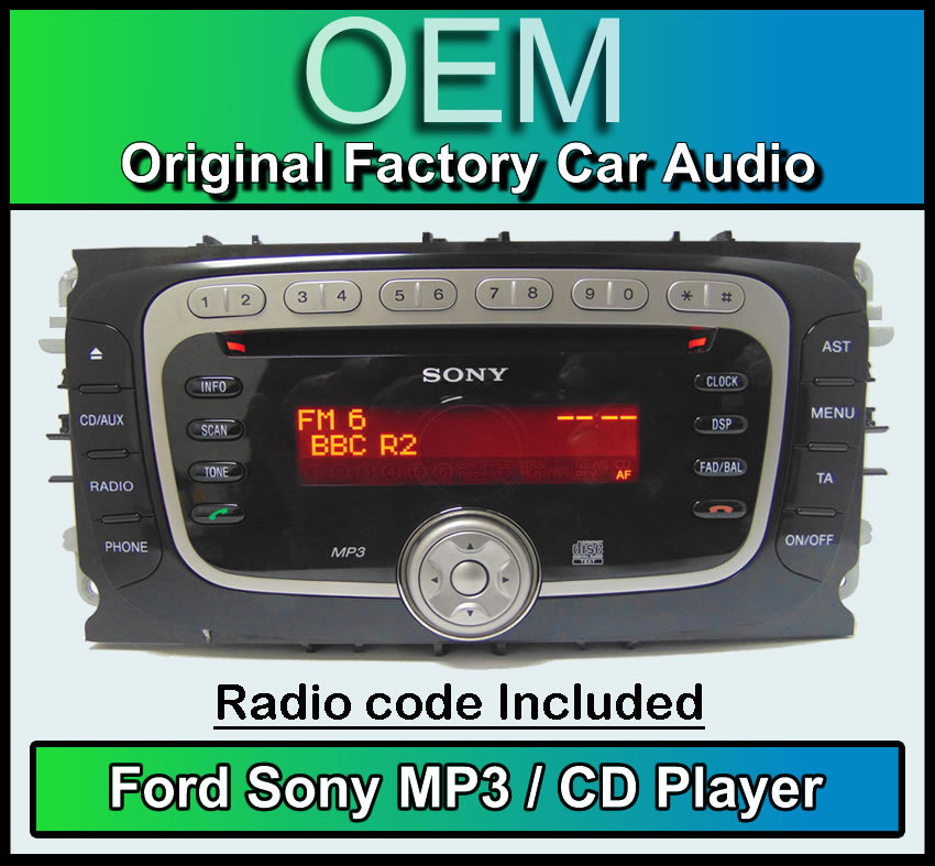 Ford S-Max CD MP3 player, Ford Sony car stereo head unit with radio ...