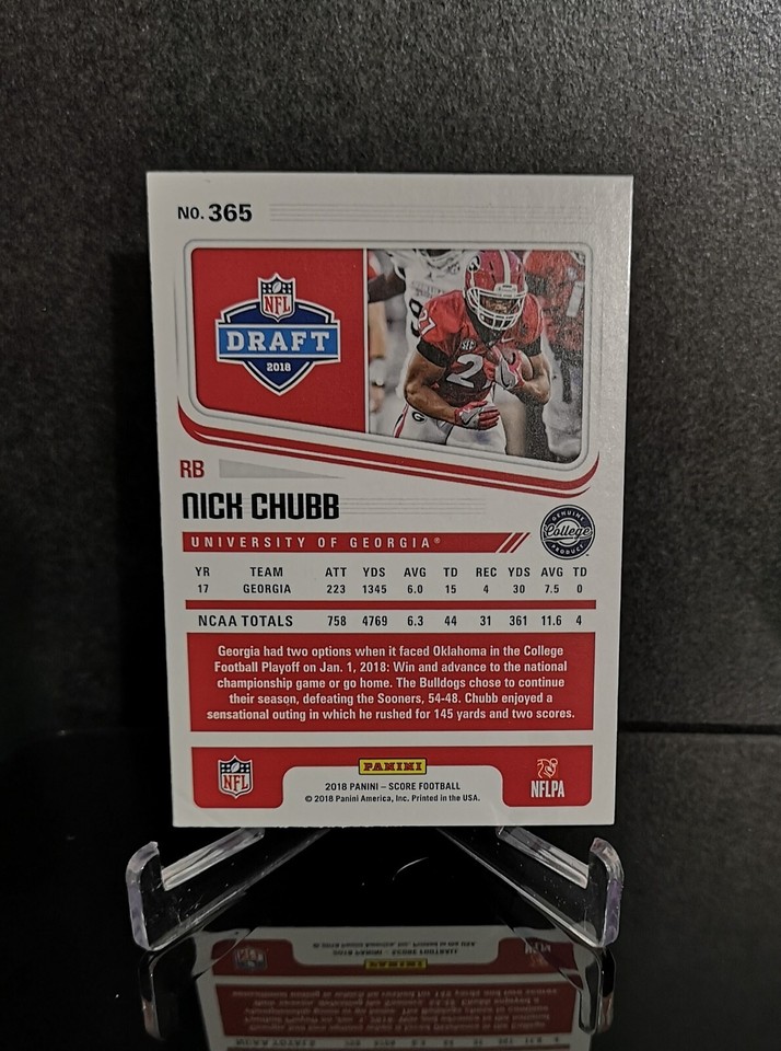 NICK CHUBB RC 💥 2018 Panini Score Football Rookie Base Card No. 365 | eBay