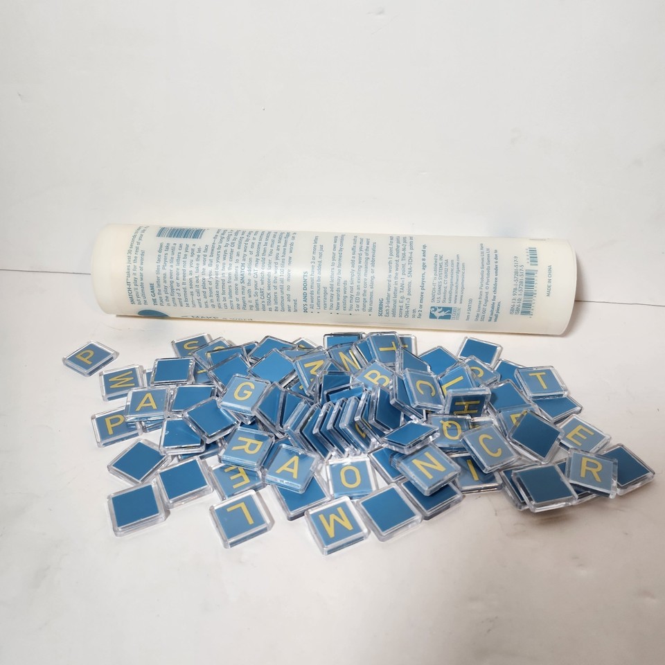 Snatch-It Word Game Complete Tube Container 100 Letter Tiles & Rules | eBay