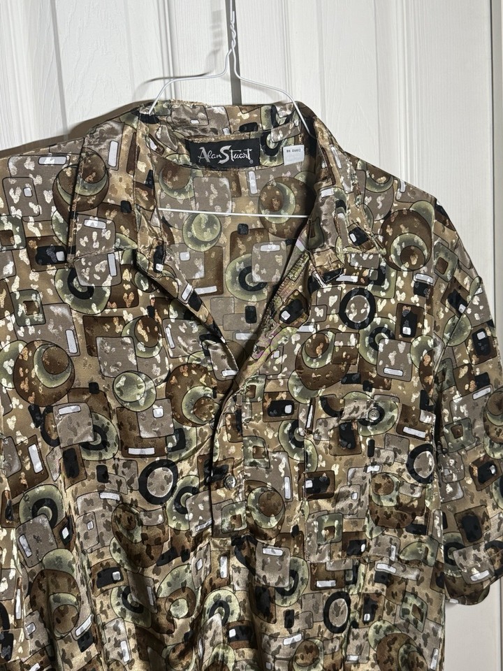 Alan Stuart Men's XL Geometric Banded Polo Shirt Tony Soprano Vtg ...