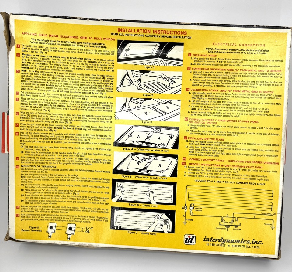 Vintage Interdynamics Rear Window Defroster Defogger 12V Universal Made ...