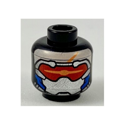 LEGO - Minifig, Head - Silver Mask, Red Visor w/ Bright Light Orange ...