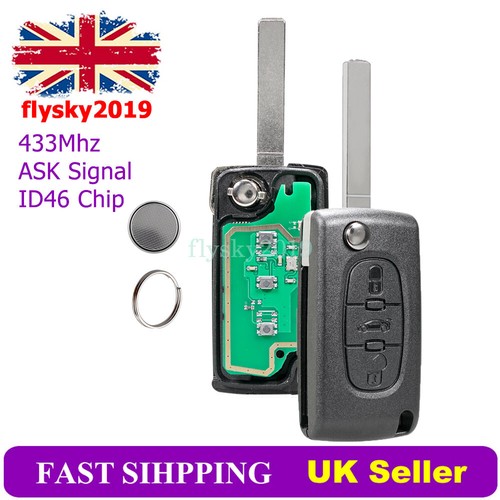 3Button 433MHz Flip Key Fob Remote For Peugeot Partner Citroen Berlingo ...