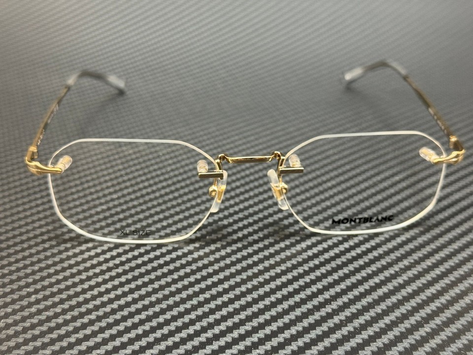 MONT BLANC MB0307O 001 Gold Metal Men's 54 mm Extra Large Eyeglasses | eBay