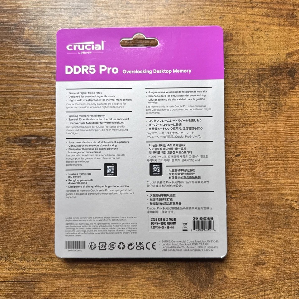 Crucial Pro Overclocking 32GB 2x16GB DDR5 6000MHz CL36 RAM UDIMM ...