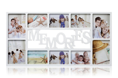 White Large Memories Photo Frame 10 Multi Aperture Frame Ideal gift -CL ...