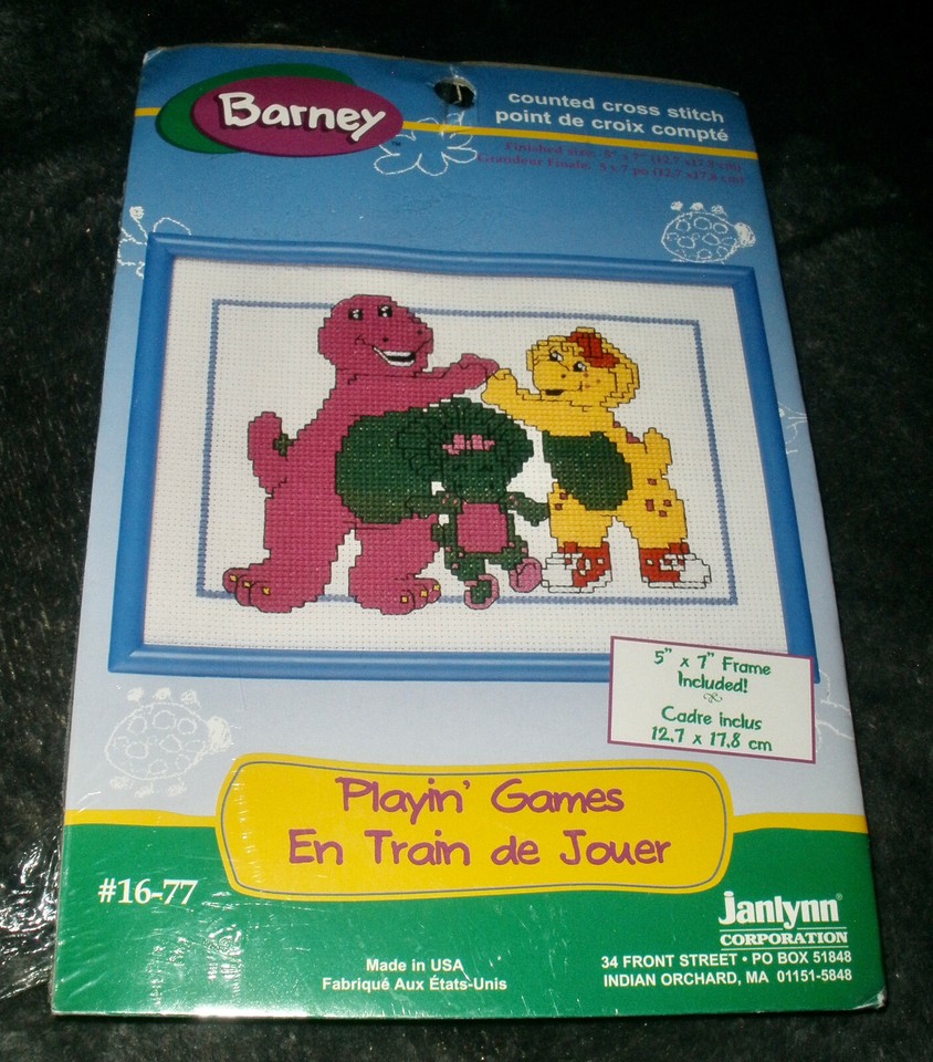 Janlynn Barney BJ Baby Bop Playing Games Counted Cross Stitch Kit ...