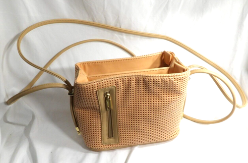 Samoe Size Medium Peach & Orange Leather Crossbody Handbag Laser Cut ...
