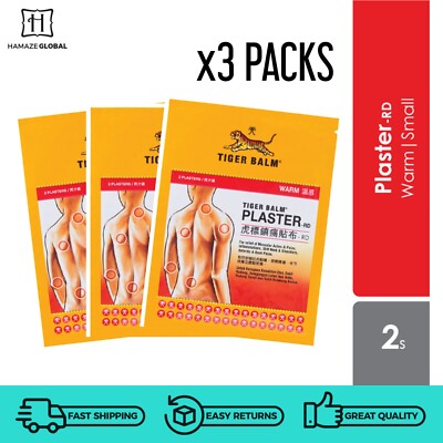 Tiger Balm Plaster Warm (Pain Relief) Combo 3 Packs - Small 7x10cm 2s ...
