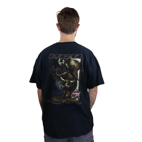 Vtg PBR Bull Riding T Shirt Mens 2XL Black Rodeo Graphic Tee Pro Bull ...