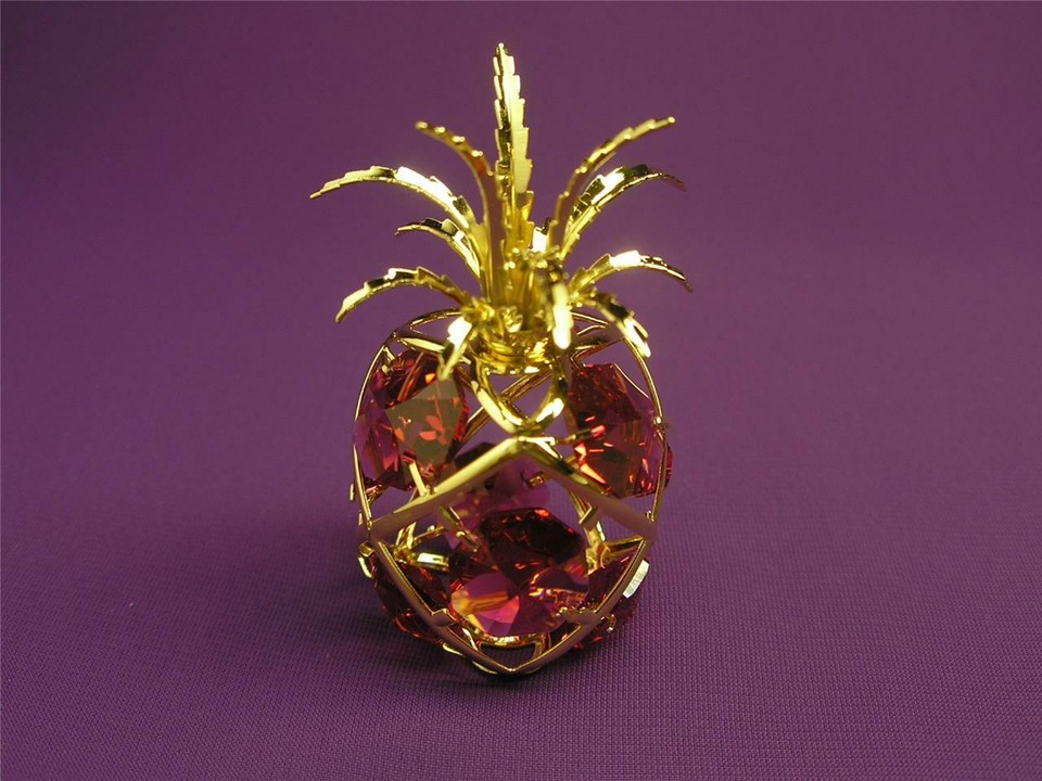Pineapple Red 24-K Gold Plated Austrian Crystal Mini Pineapple Figurine ...