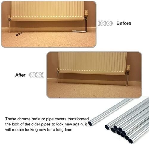 10 x Chrome Effect Radiator Pipe Covers sleeve 15mm Cut Fit Bathroom ...