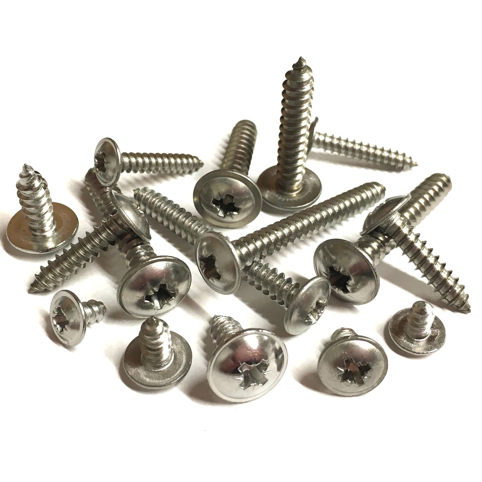 No. 6 8 10 Pozi Flange Self Tapping Screws - A2 Stainless Flanged ...