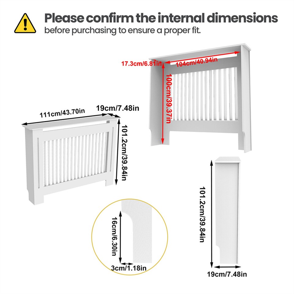 Extra Tall Radiator Cover 92cm Height MDF Cabinet Grill Shelf Furniture ...