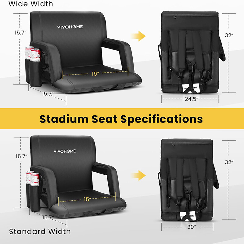 1/2pcs Folding Stadium Seat Chair Cushion Reclining Competit Bleacher ...