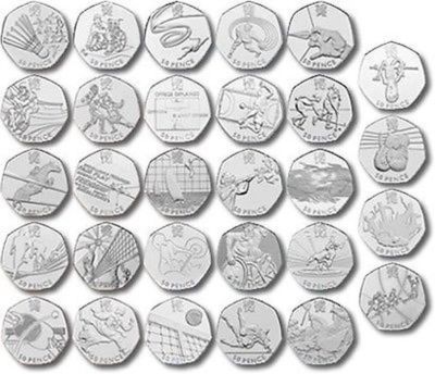 London Olympic 2012 50p Coins - Triathlon Football Judo Wrestling ...