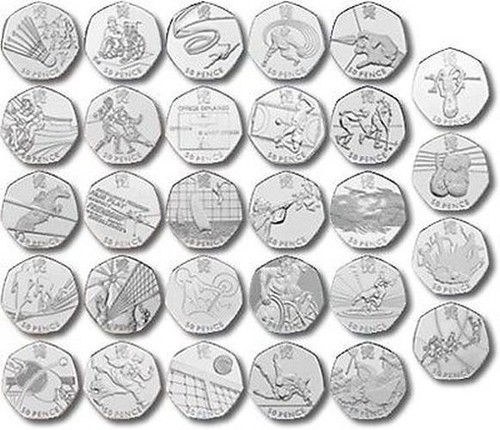London Olympic 2012 50p Coins - Triathlon Football Judo Wrestling ...