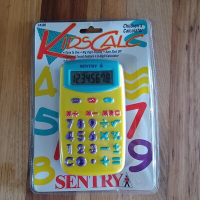 Vtg NOS 90s Kids Calc Calculator Sentry Children's Calculator Yellow ...