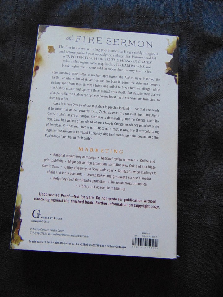 The Fire Sermon Ser.: The Fire Sermon by Francesca Haig (2015 ...