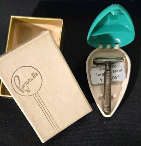 Vintage Razorette Miniature Razor W/ Blades In Green Bakelite Case | eBay