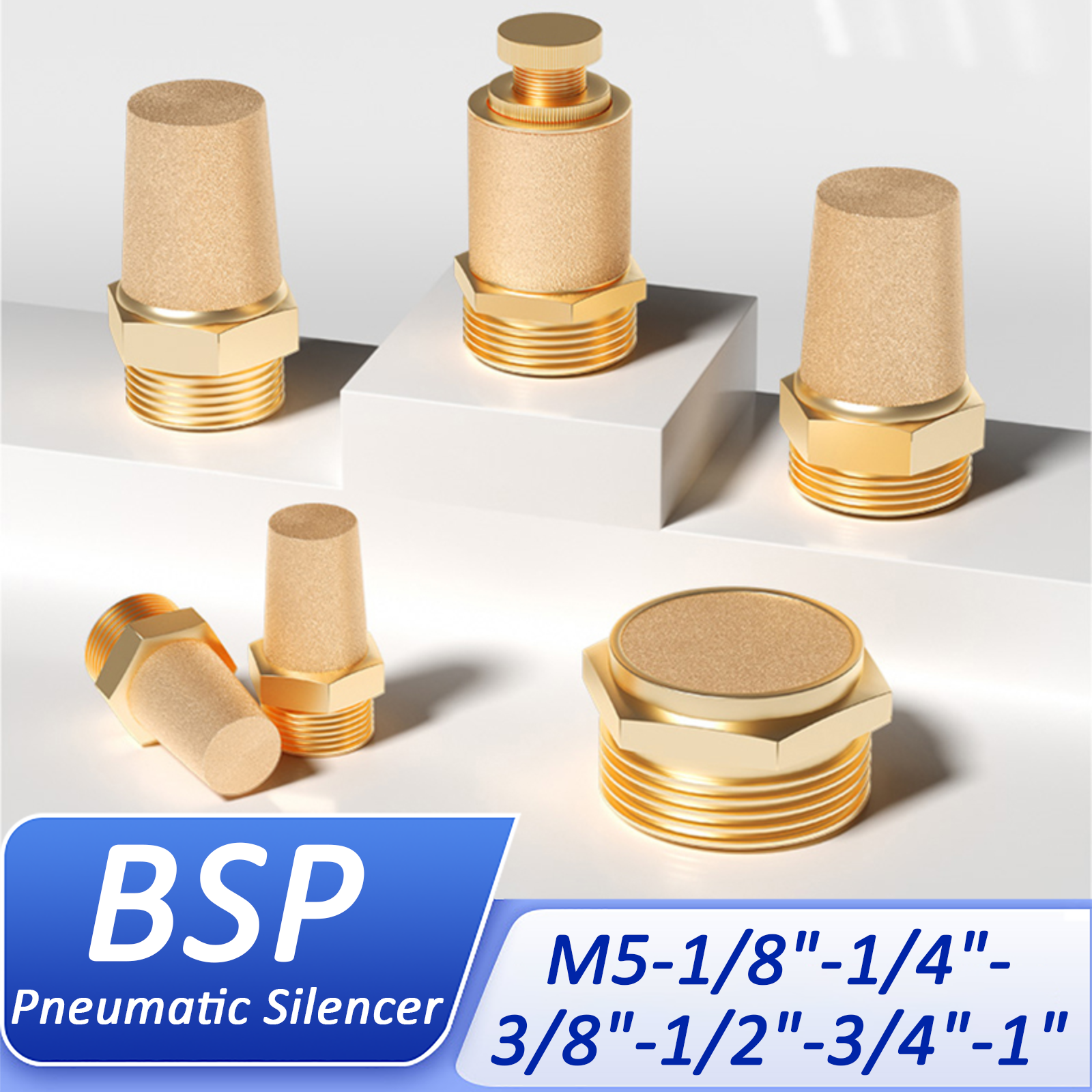 Pneumatic Silencer Air Muffler Cone Filter Sintered Bronze BSP Male ...