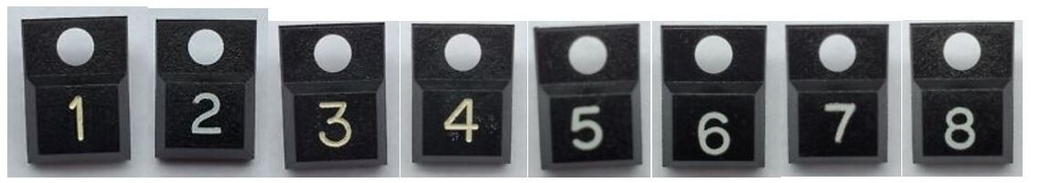 ITT Schadow Black Switch Cap (vertical) with LED hole - #1 thru #8 (SET ...