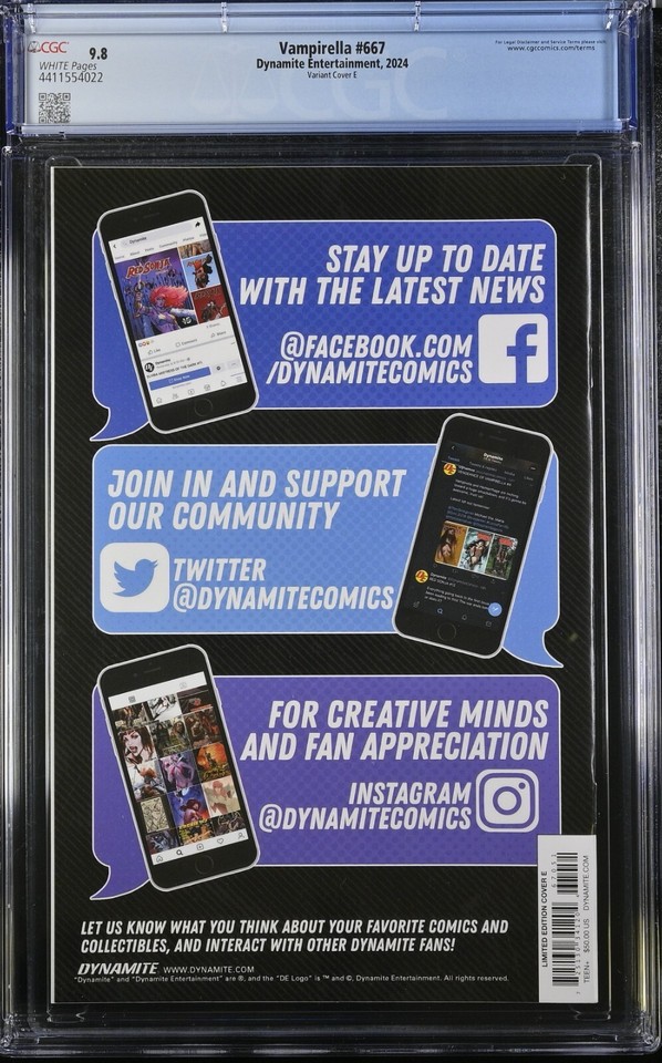 Vampirella #667 VIRGIN Limited Parrillo Variant CGC 9.8 Dynamite! | eBay