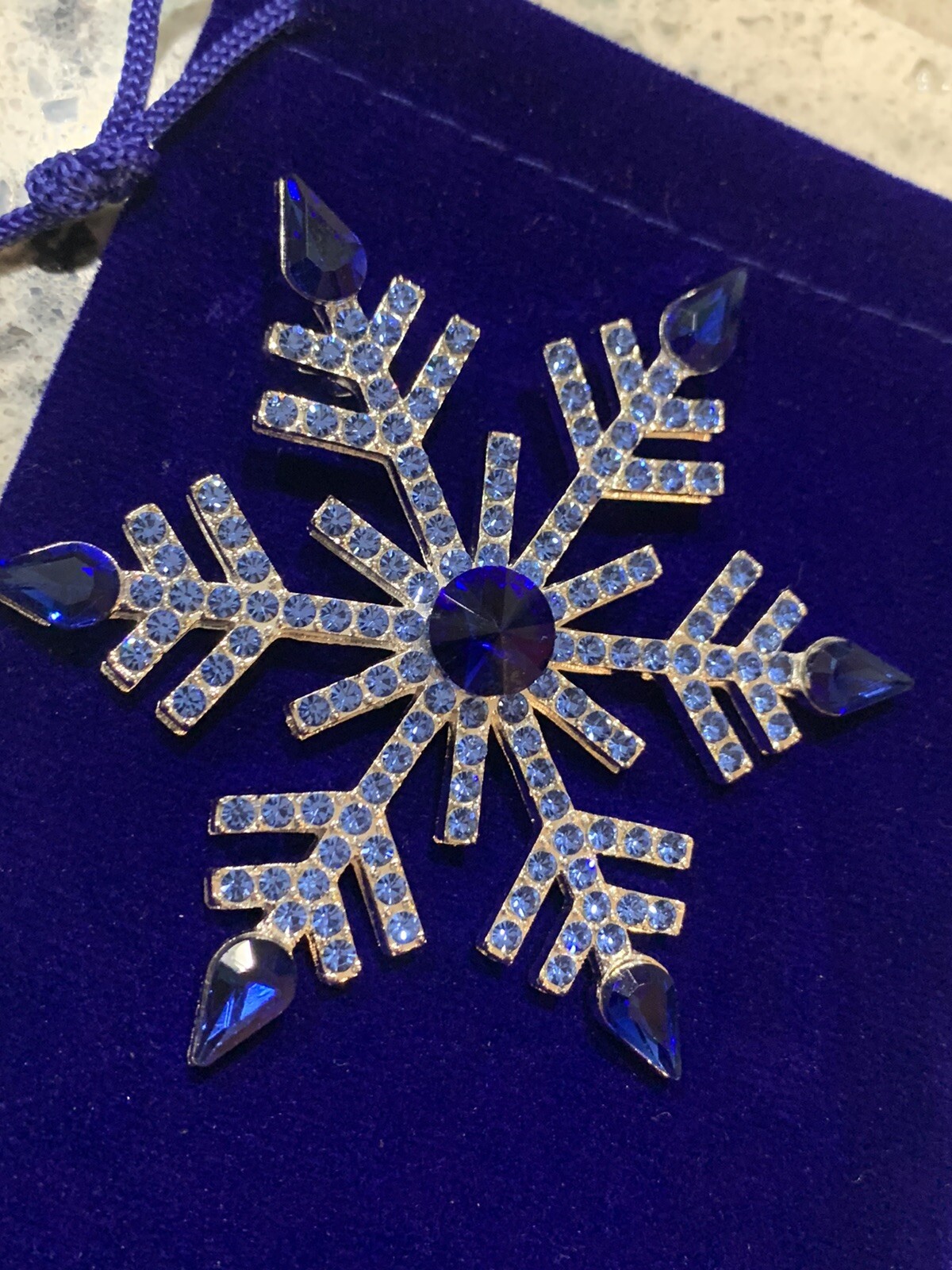 Large 3” Winter Wonderland Royal Blue Snowflake Brooch NEW Rhinestone ...