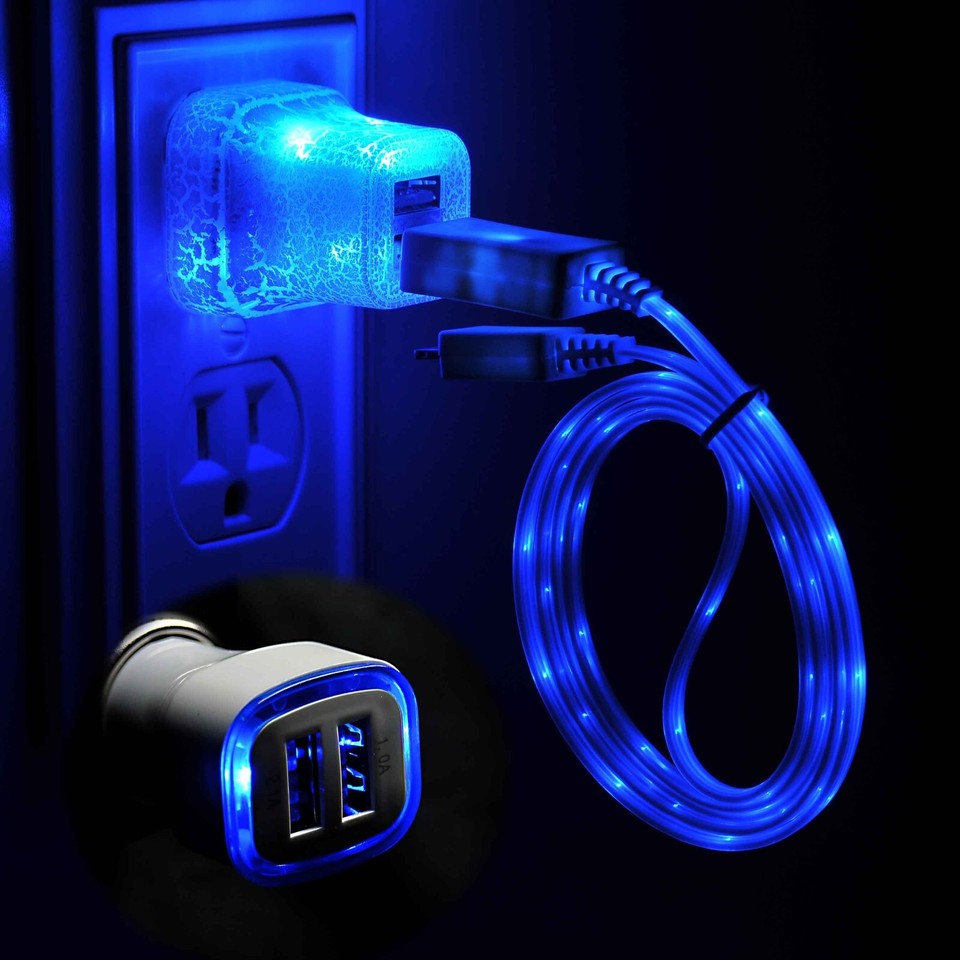 LED Light Up Charging Charger Cable USB Data Cord iPhone Android Type C ...