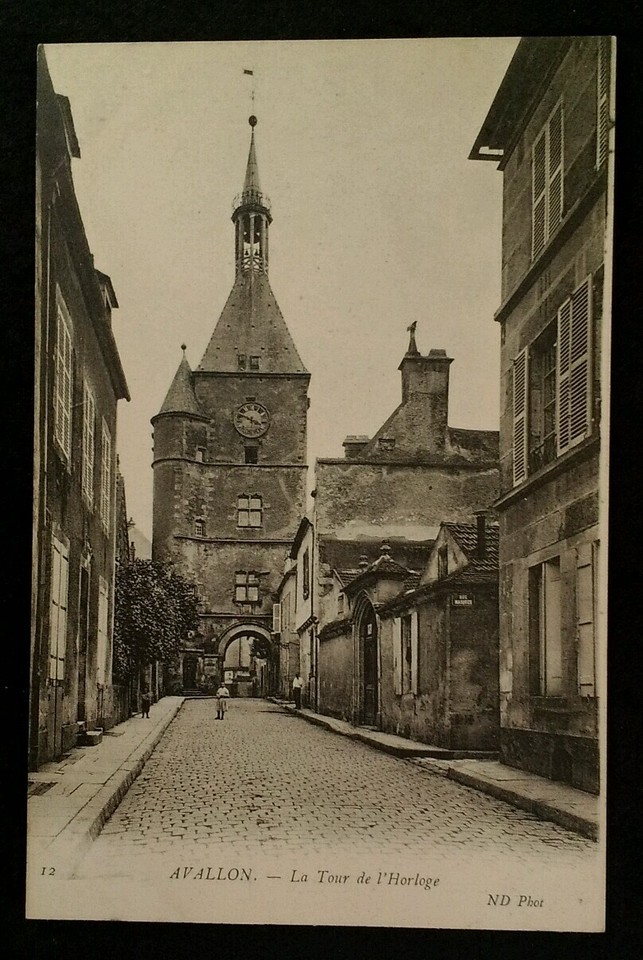 Avallon France Antique Postcard Early 1900s Rare Clock Tower Masked ...