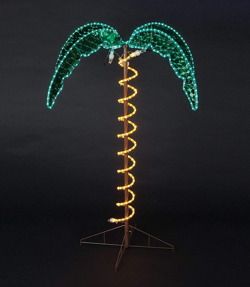 Roman 4.5' Tropical Lighted Holographic Rope Light Outdoor Palm Tree ...