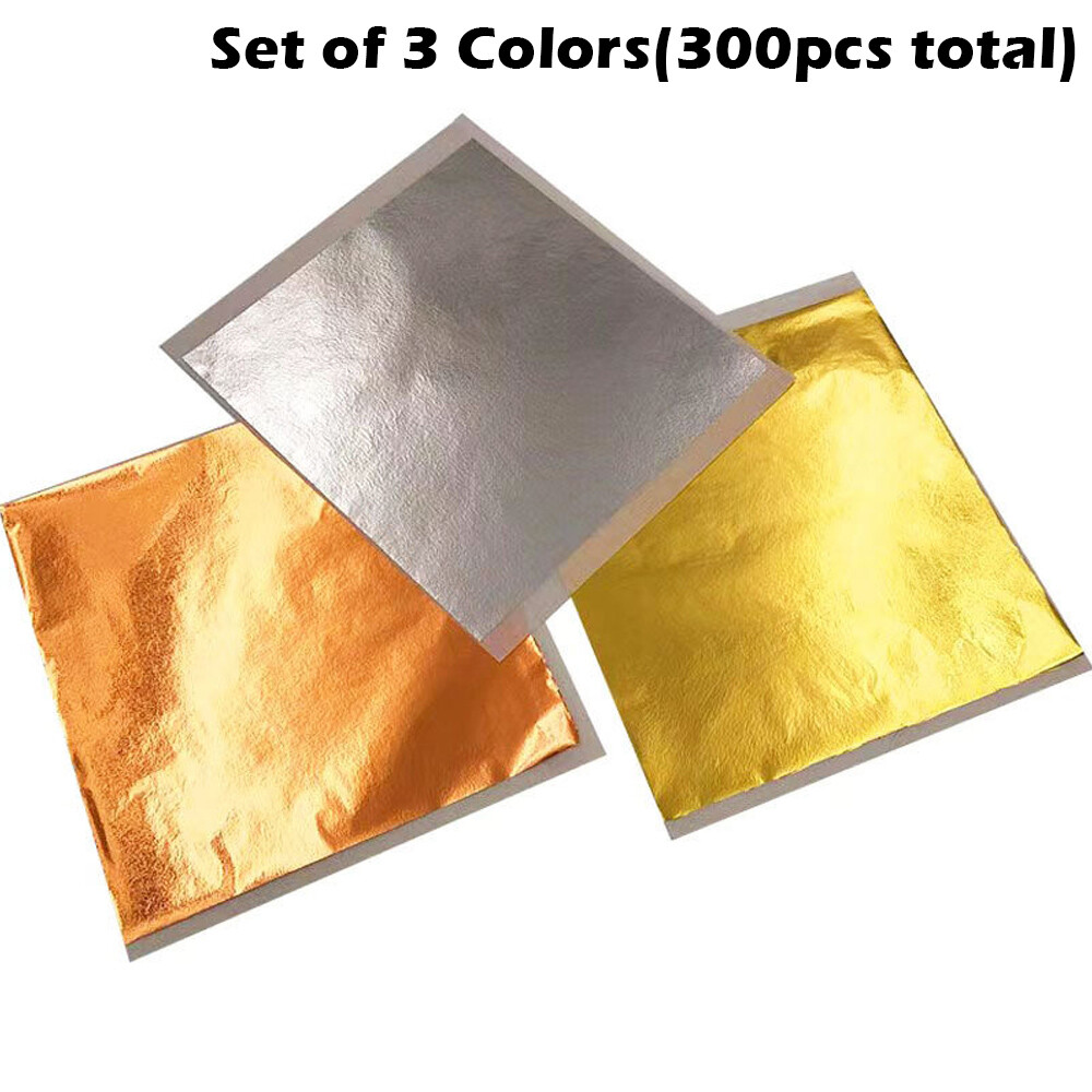 14x14cm LARGE Gilding Gold Silver Leaf Sheet Book 100x Foil Paper Art ...