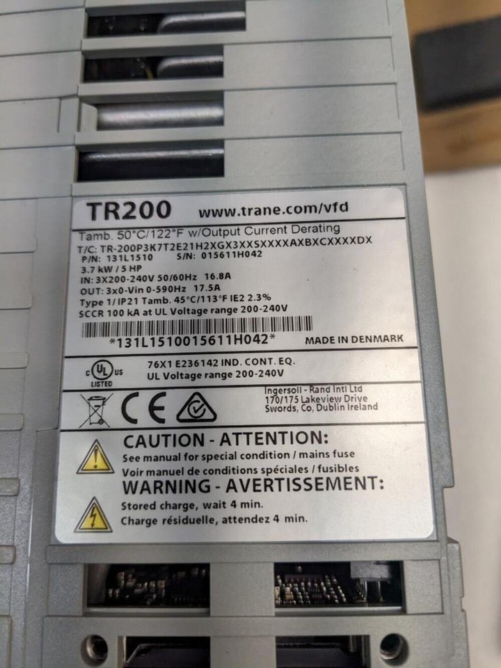 TRANE TR200 131L1510 VARIABLE FREQUENCY DRIVE TYPE 1 IP21 1P4X NEW R27 ...