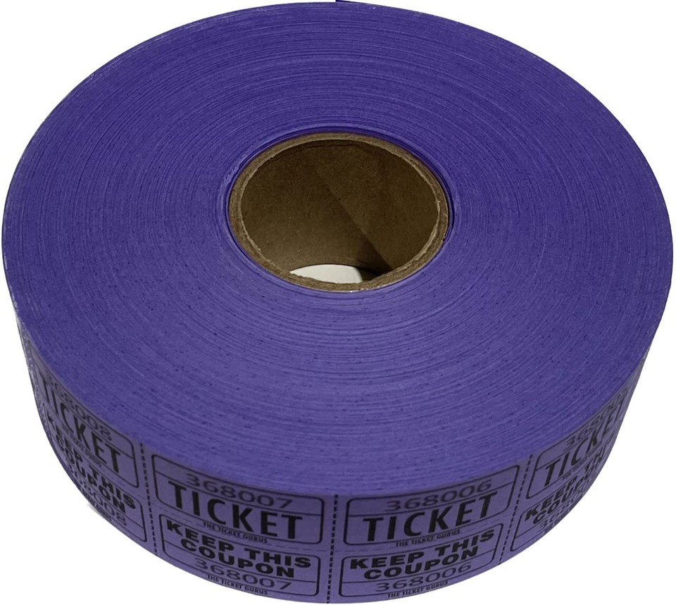 The Ticket GURU-Large Number Raffle 50/50 TICKETS-2000/ROLL Purple | eBay