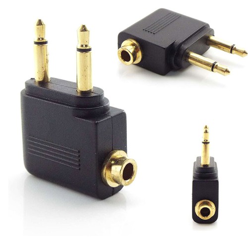 2x Airplane Airline Headphone Earphone Adapter Audio Jack Plug Connect ...
