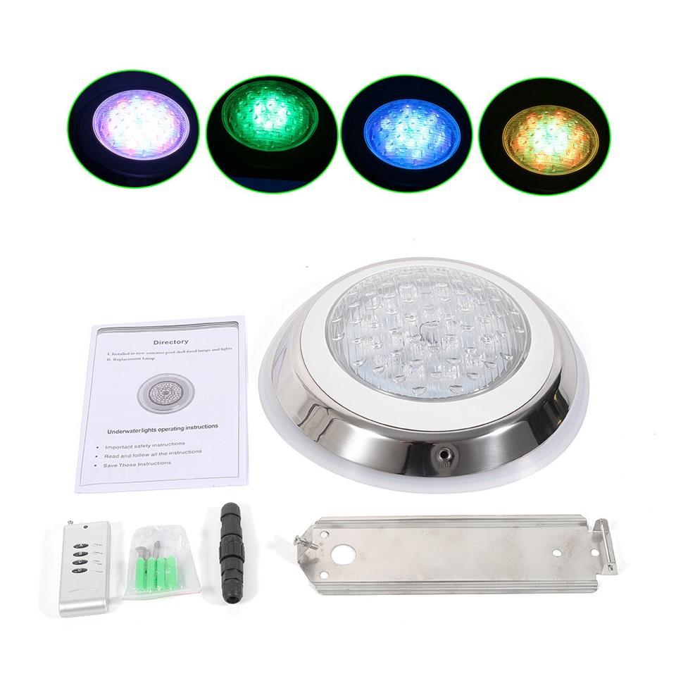12V 54W RGB Underwater Light LED Swimming Pool Light Spa Lamp Stainless ...