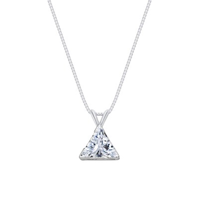3/4 Ct Triangle Lab Created Grown Diamond Pendant Necklace 14K White ...